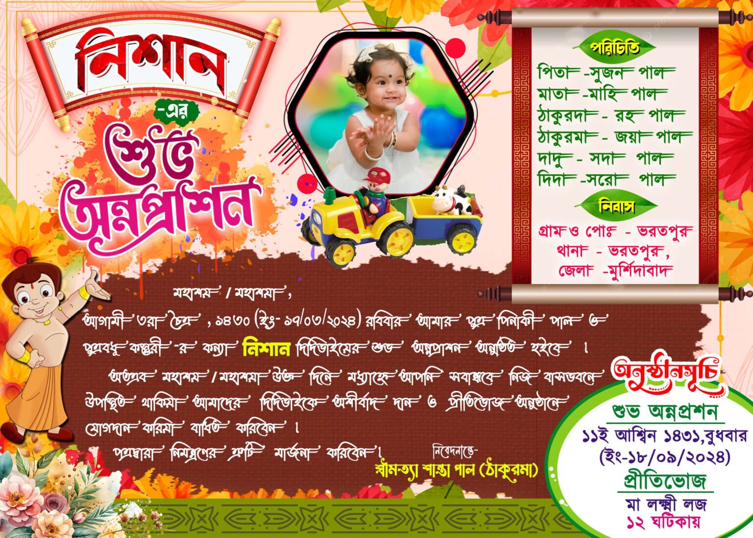 Bengali Annaprashan Invitation Card PSD_ON » Picturedensity