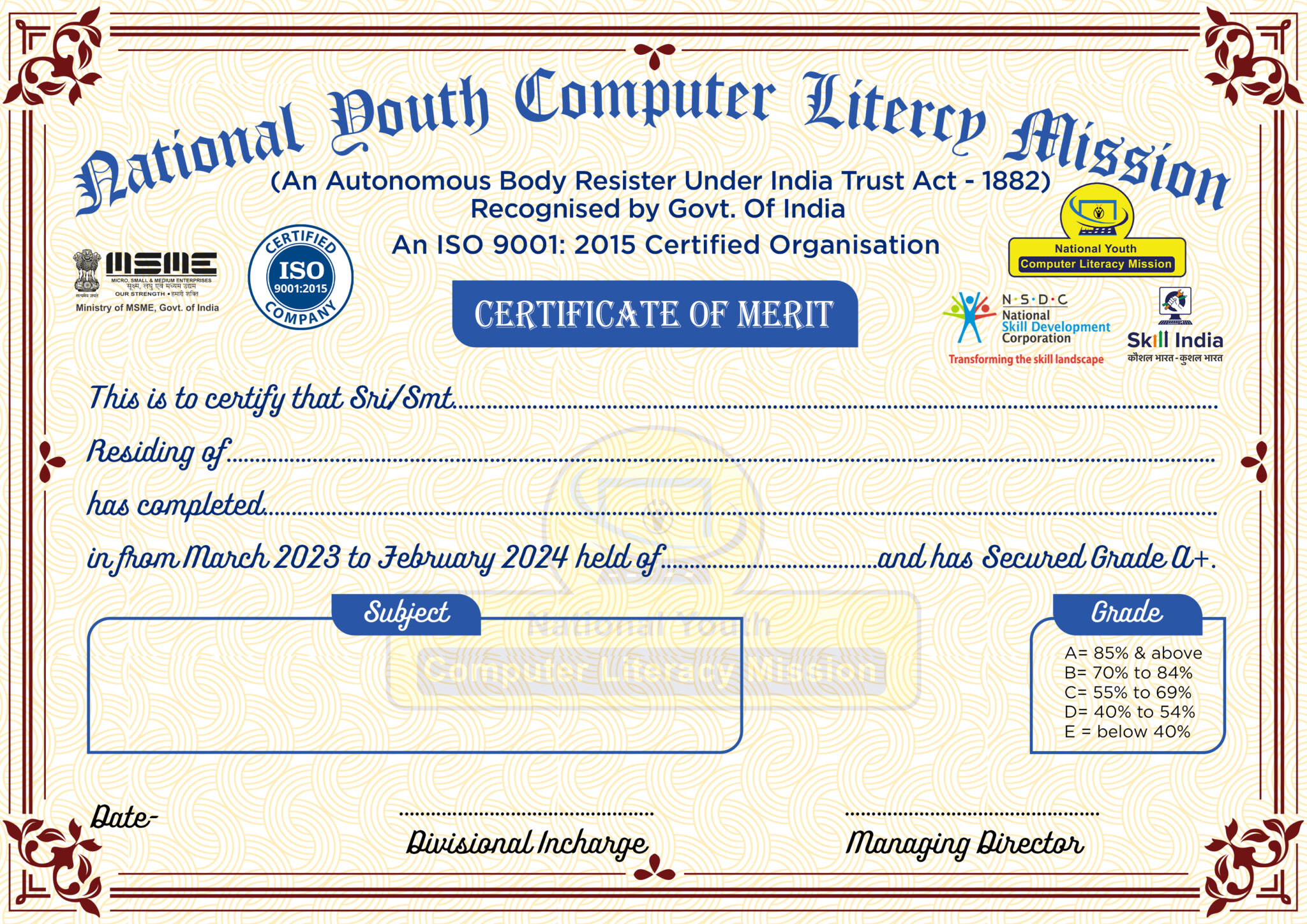 Yuba Computer Certificate A4 » Picturedensity